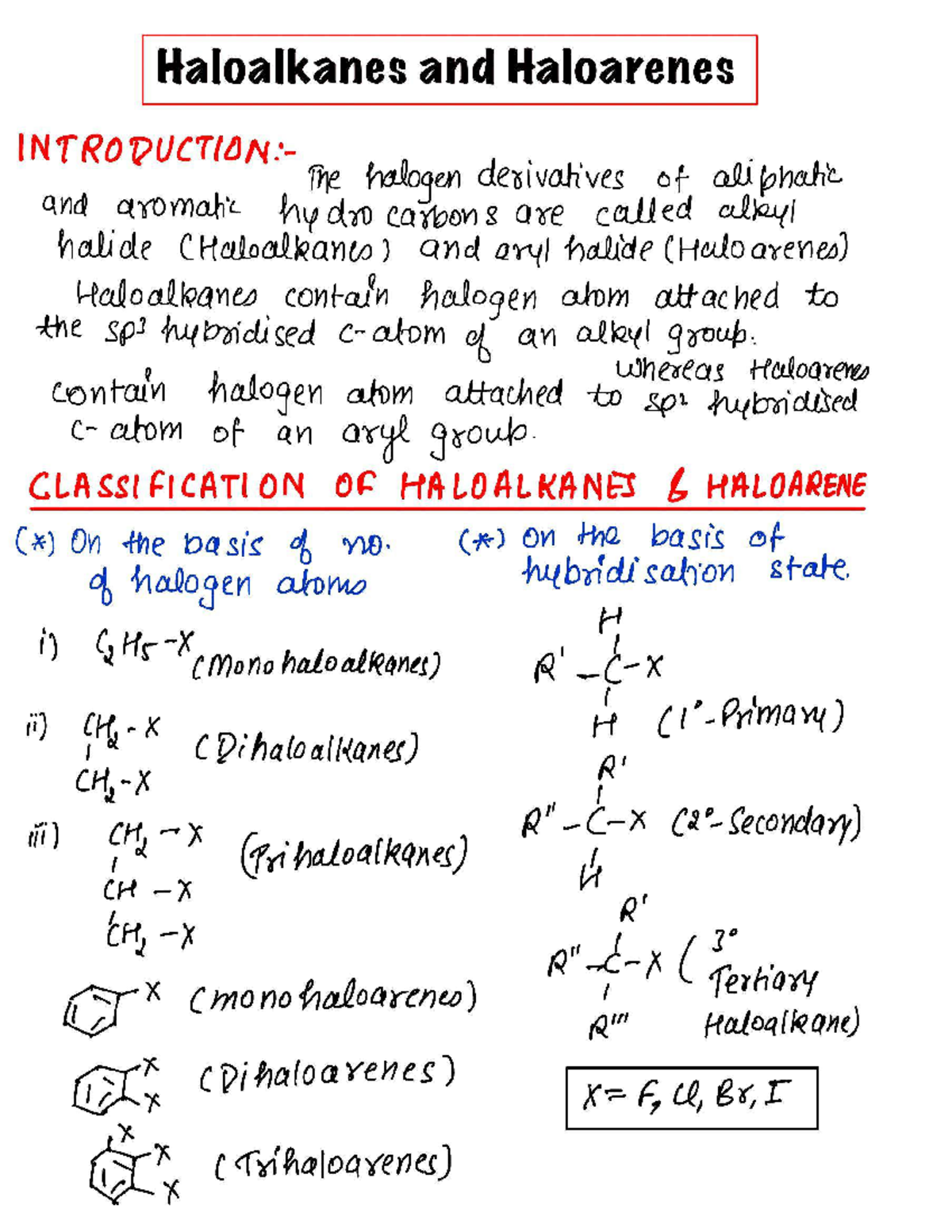 Haloalkanes and Haloarenes Notes - CLASSIFICATION OF HALOALKANES ...