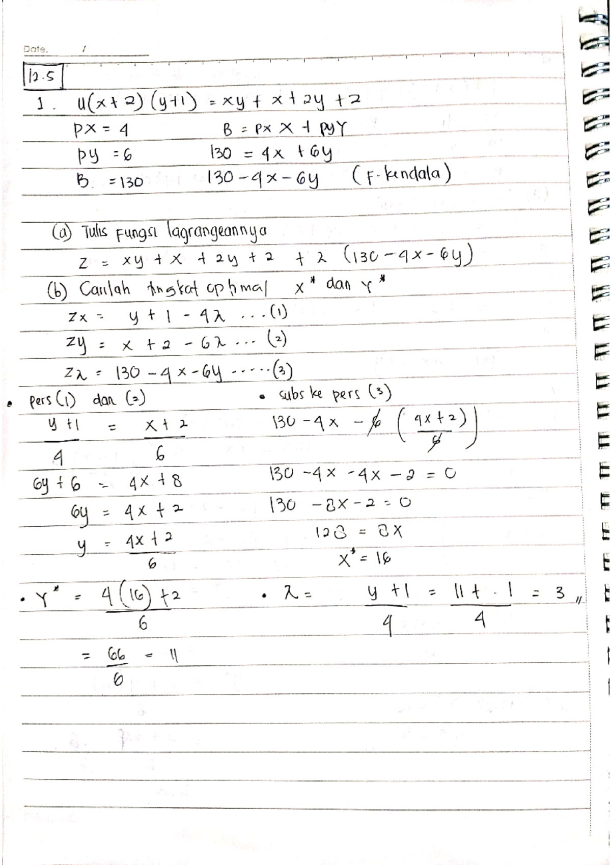 Exercise Mateko 1 - Matematika Ekonomi - Studocu