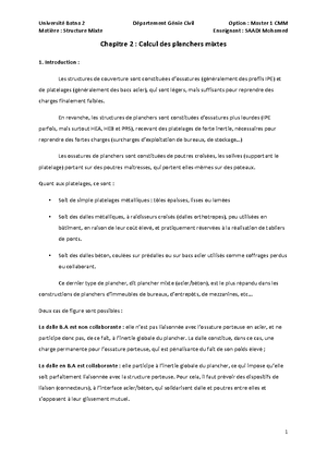 Chapitre 1 les constructions mixtes dans les batiments - Matière ...