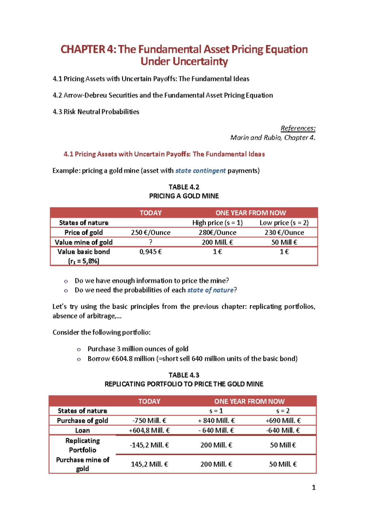 CHAPTER 4 the fundamental asset pricing equation under uncertainly ...