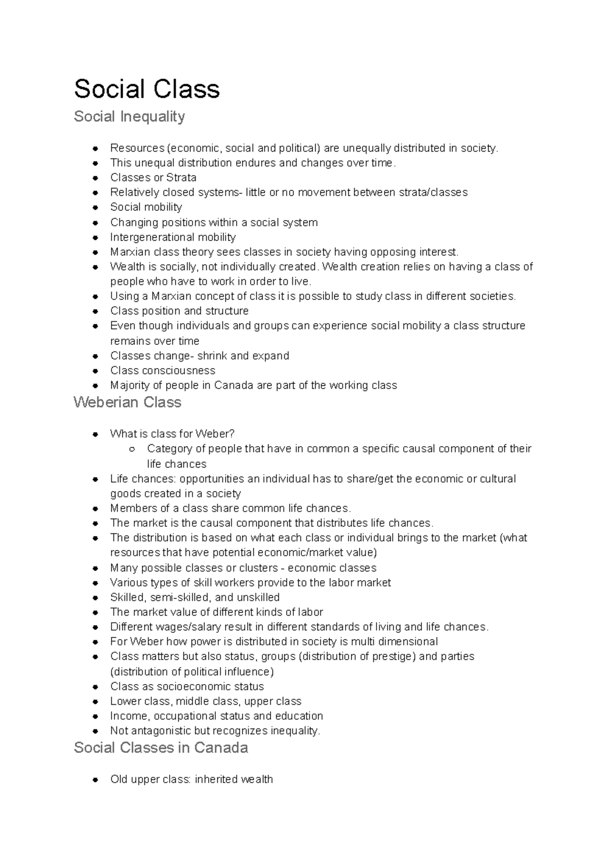 SOCI 1001 - Social Class - Social Class Social Inequality Resources ...
