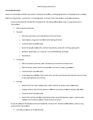NR 473 - Exam 1 SG - mental health study guide - 473 Exam 1 Study Guide ...