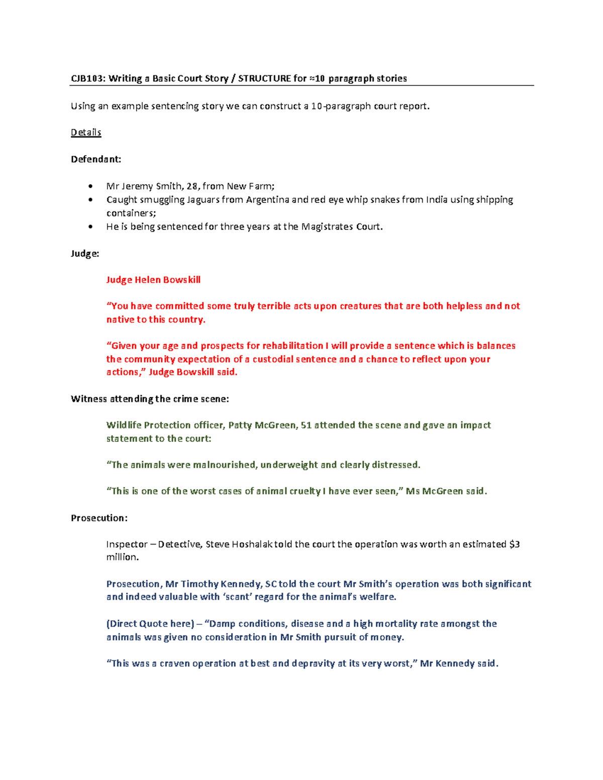 CJB103 court story Structure - CJB103: Writing a Basic Court Story ...