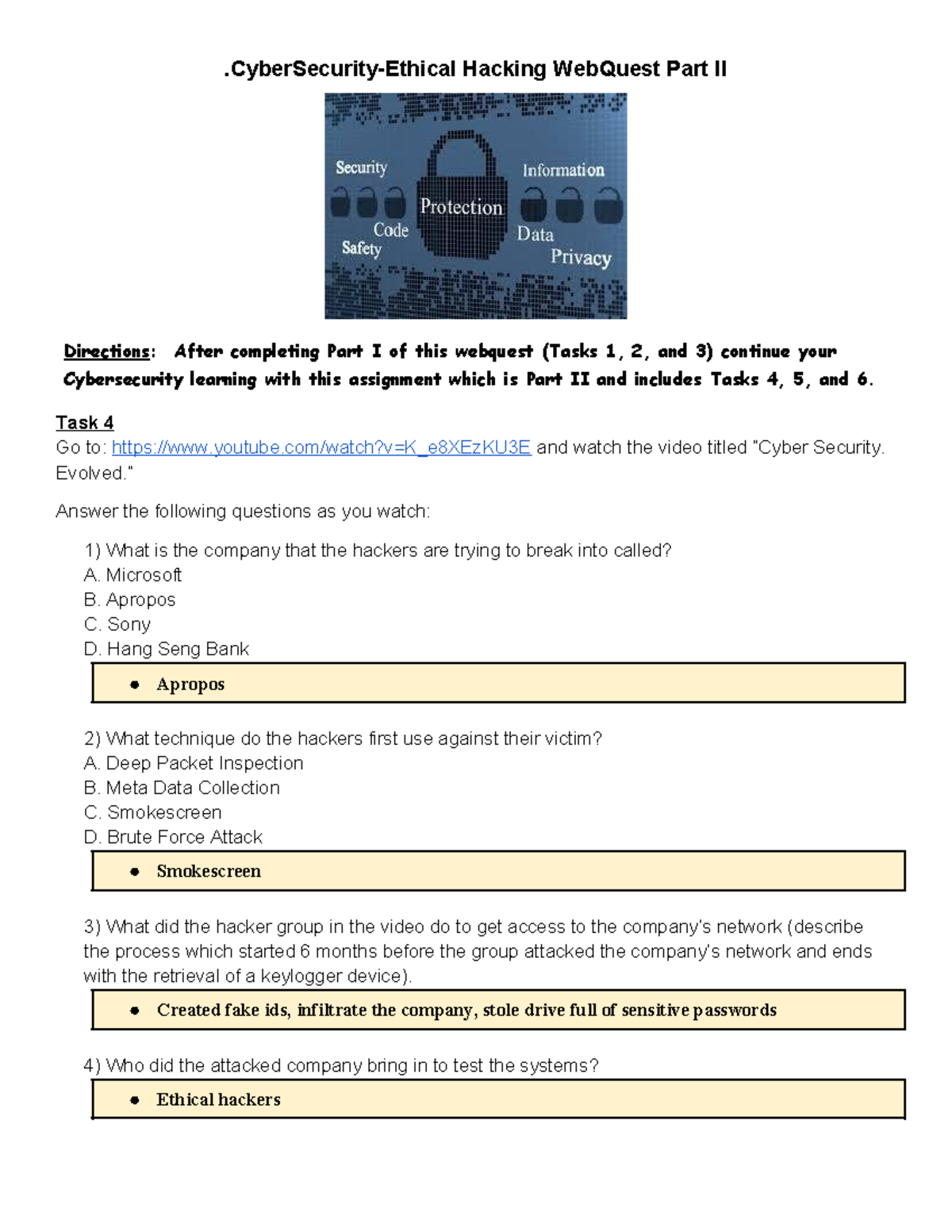 Cyber Security-Ethical Hacking Web Quest-Part II - .CyberSecurity ...