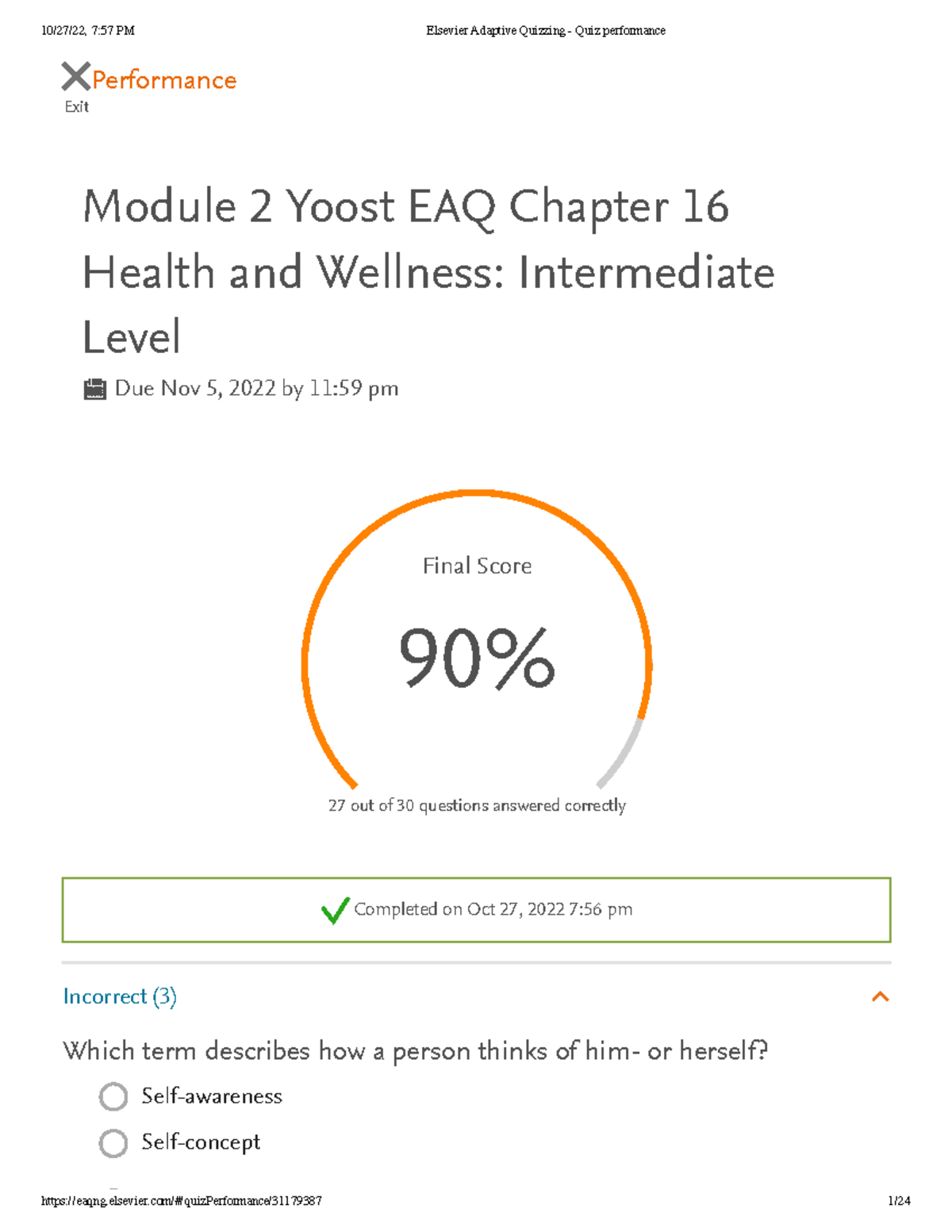 Yoost 16 - Exit Performance Module 2 Yoost EAQ Chapter 16 Health and ...