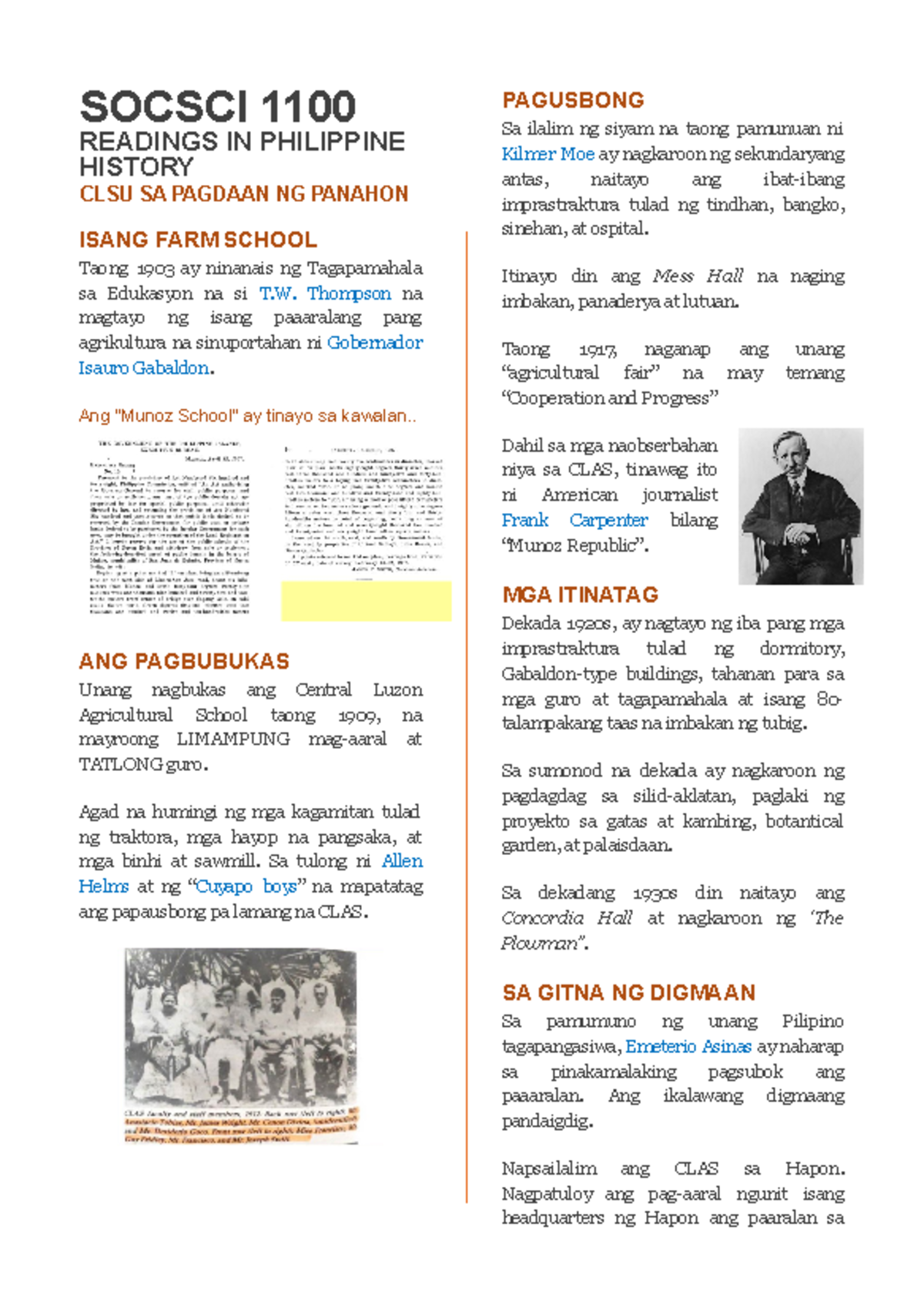 Socsci 1100 readings in philippine history - SOCSCI 1100 READINGS IN PHILIPPINE HISTORY CLSU SA ...