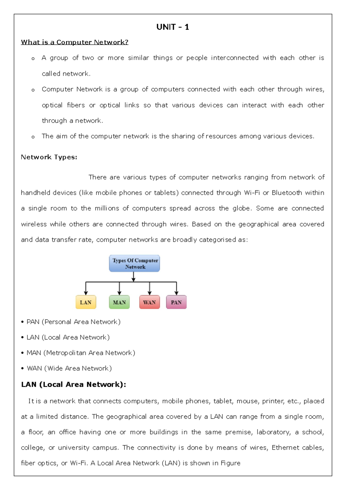 Cn I Unit Notes Cn Unit 1 Mateerial Unit 1 What Is A Computer