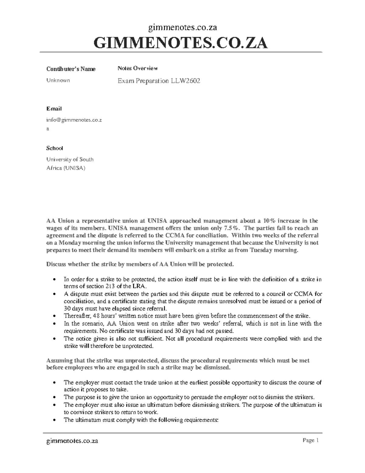 LLW2602-Exam-Preperation - GIMMENOTES.CO Notes Overview Exam ...