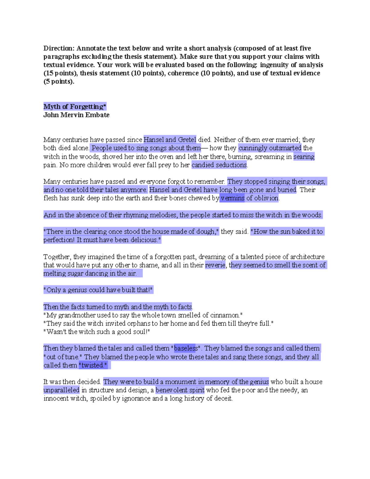 Close-Reading-Activity-1 - Copy - Direction: Annotate the text below ...