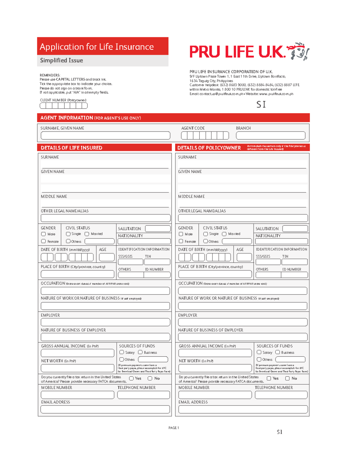 08 Jan 2021 Simplified Issue Application Form Fillable - CLIENT NUMBER ...