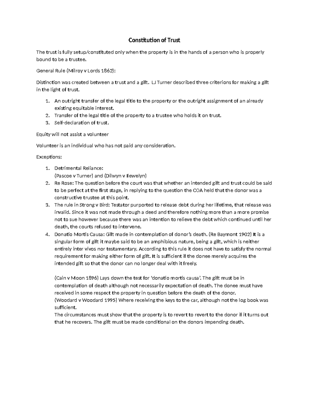 Constitution of Trust - Notes - Constitution of Trust The trust is ...