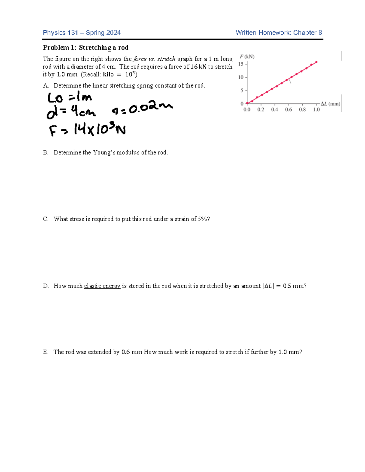 Chapter 9 - Written Homework - Physics 13 1 – Spring 2024 Written ...