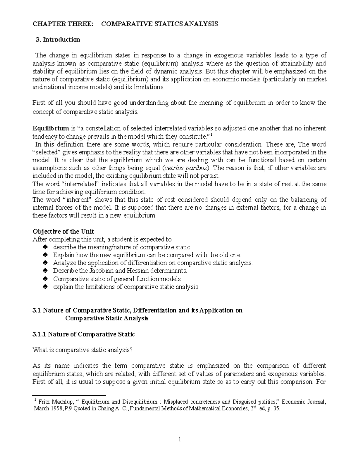 Ch-3 (New) - CHAPTER THREE: COMPARATIVE STATICS ANALYSIS Introduction ...