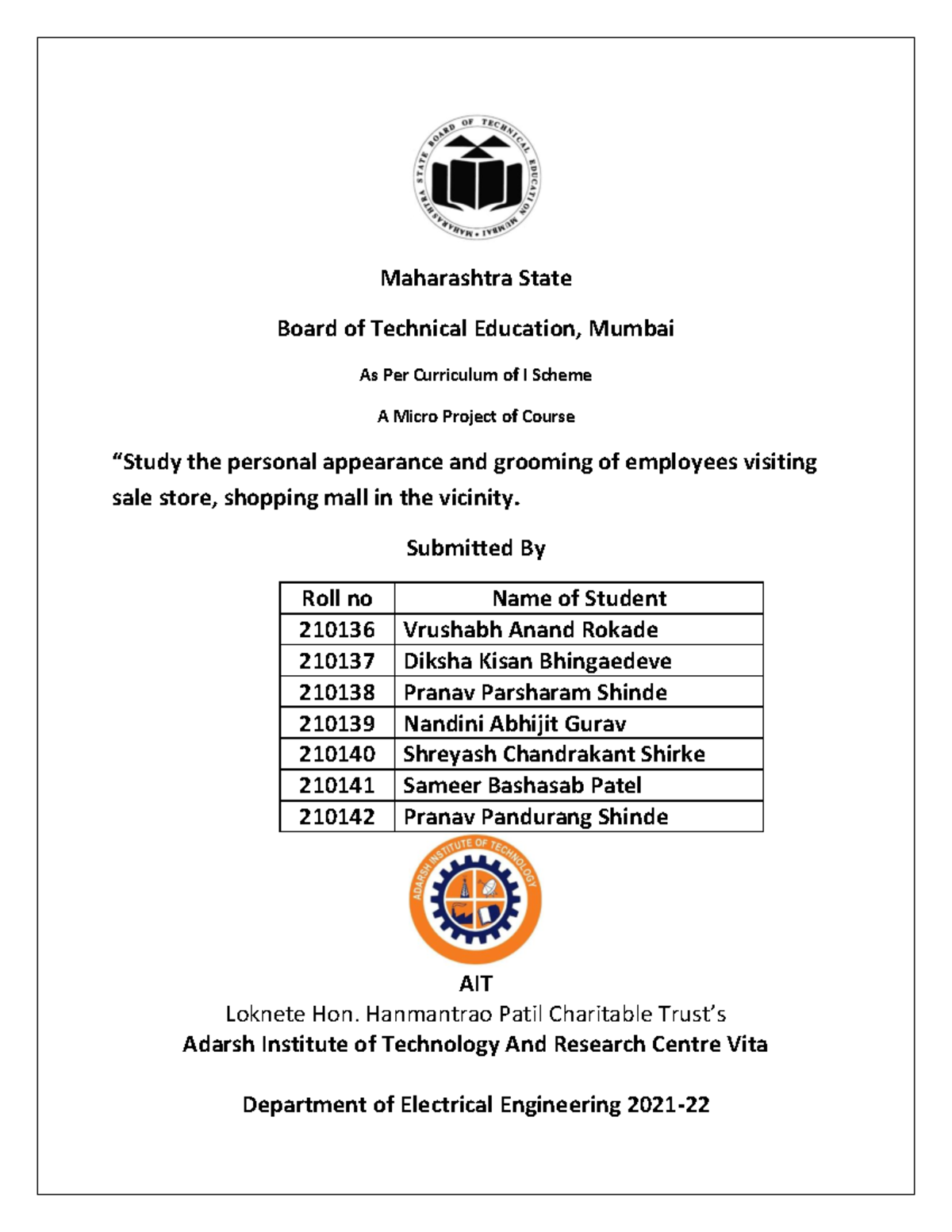 BCC Microproject 2 - DGG - Maharashtra State Board of Technical Education, Mumbai As Per ...