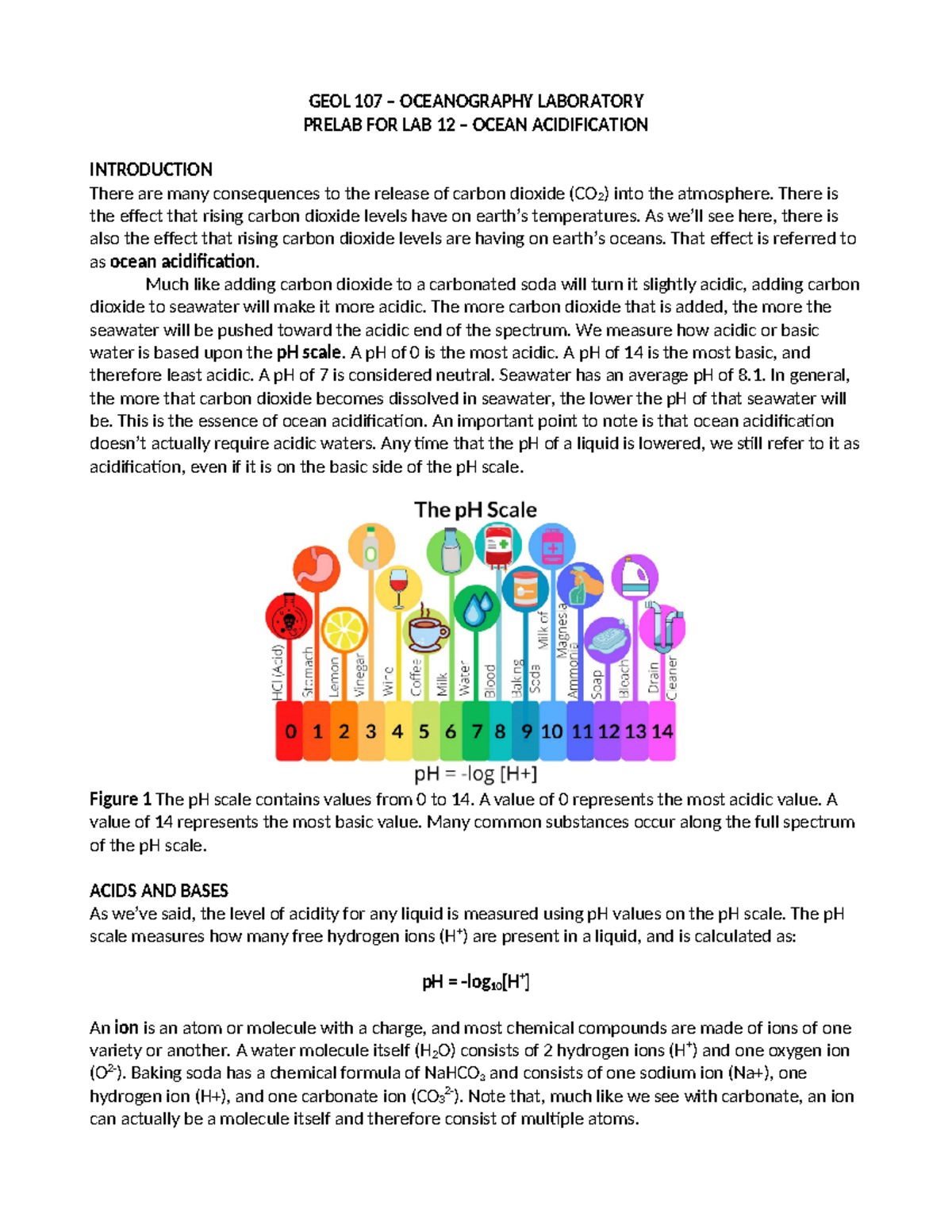 Lab 12 Prelab - Ocean Acidification - Week of April 8th - GEOL 107 ...