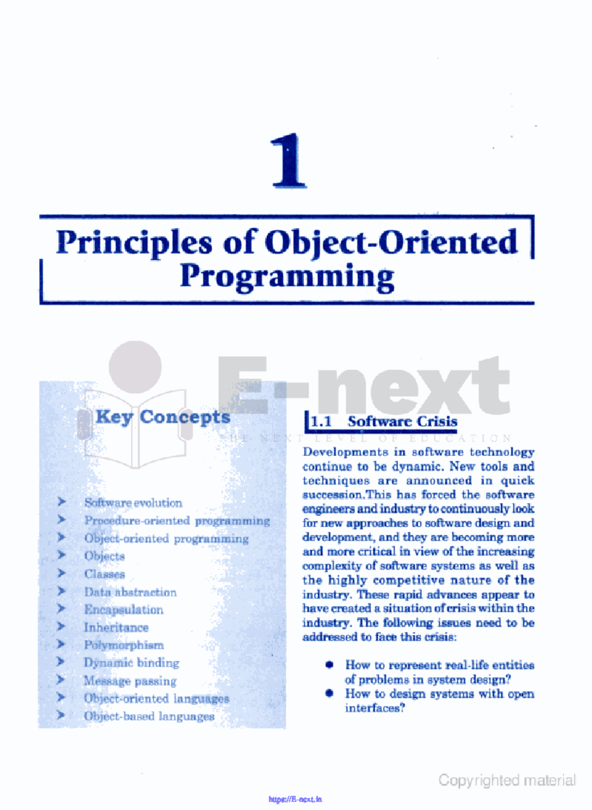 1-Principles of OOPS (E-next - Bachelor of Science - Studocu
