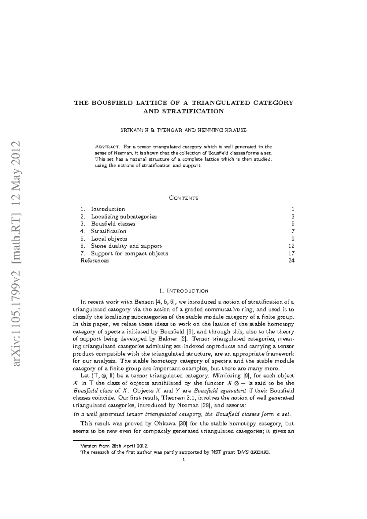 1105 - Cours - arXiv:1105 [math] 12 May 2012 THE BOUSFIELD LATTICE OF A ...