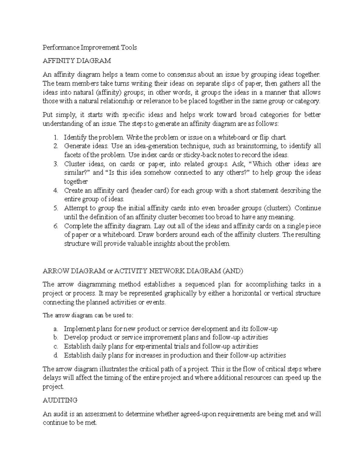 Performance Improvement Tools - Performance Improvement Tools AFFINITY ...