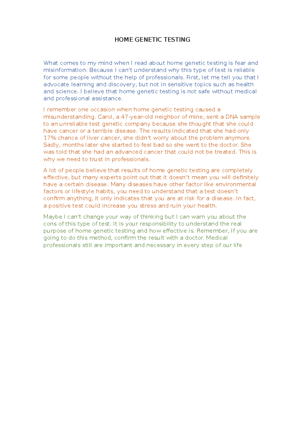 HOME Genetic Testing - advance 10 - HOME GENETIC TESTING What comes to ...