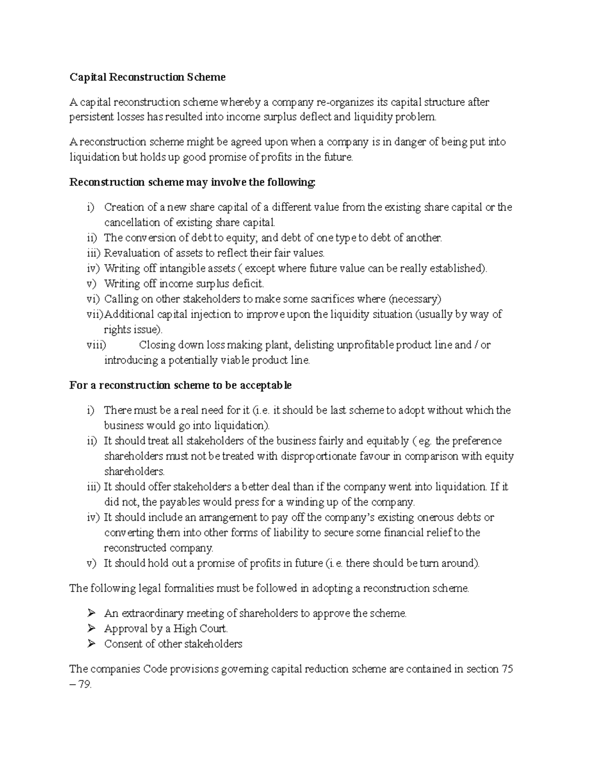 Capital Reconstruction Scheme Business Valuation for Advance Accounting ...