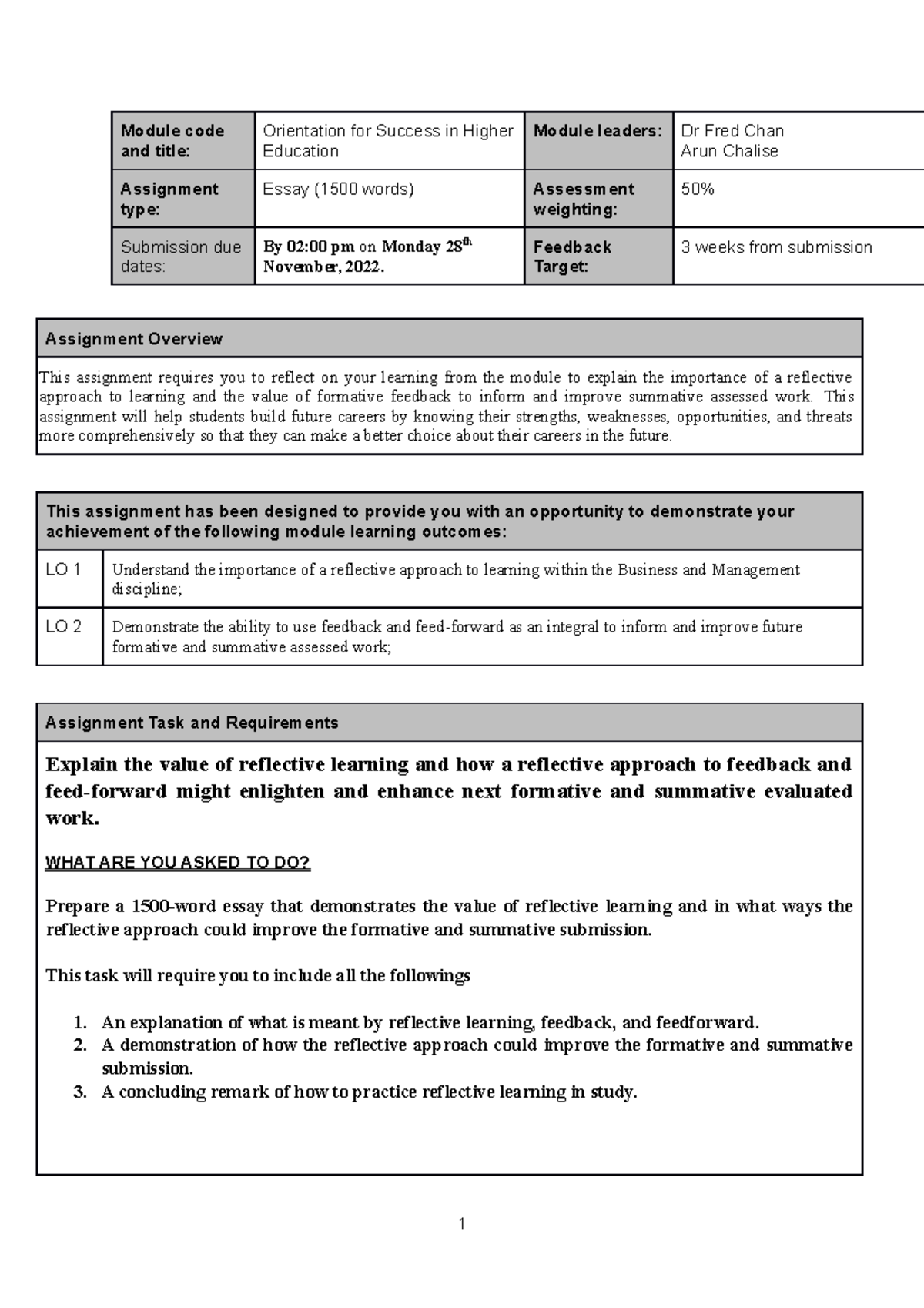 Assignment Brief and Guide Module 2- Essay -Sep 2022 - Module code and ...