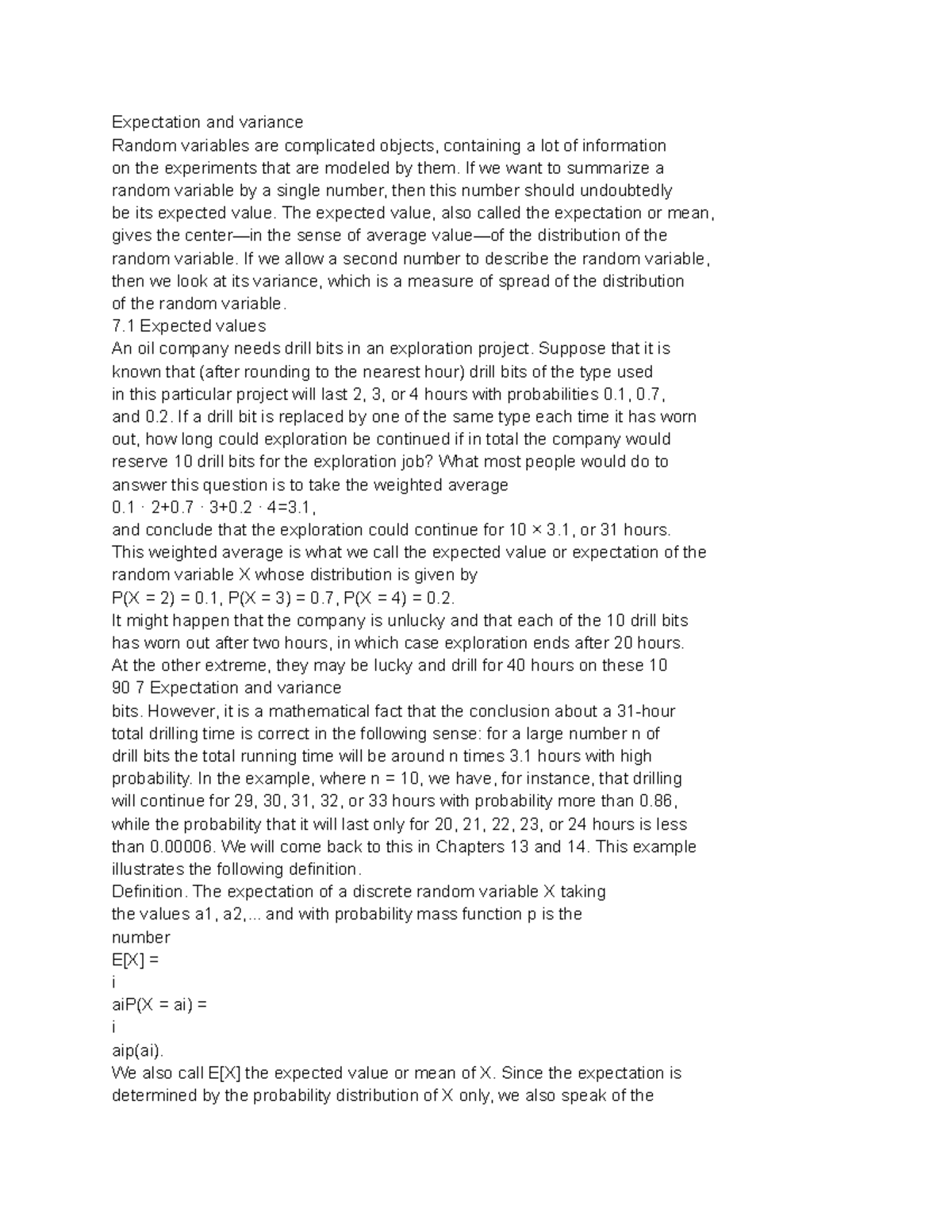 Stat3 - Prob and Stats - Expectation and variance Random variables are ...