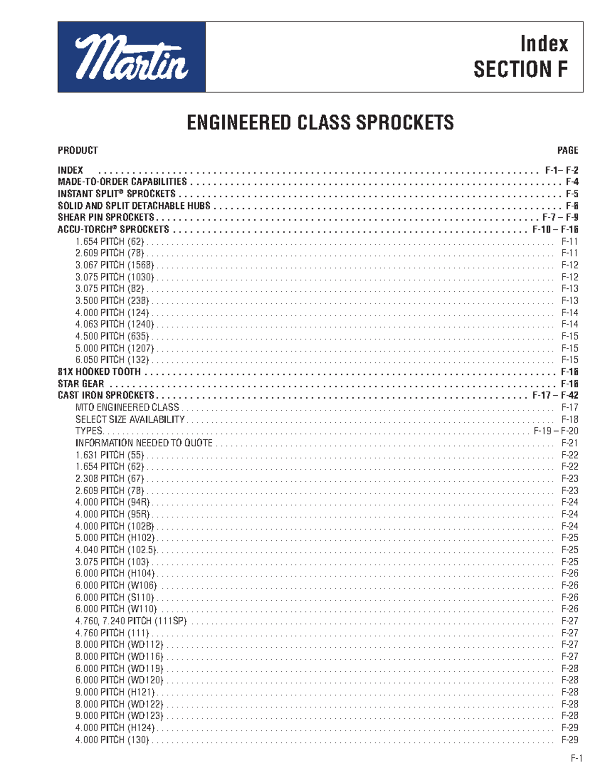 Engineering-class-sprockets - Index SECTION F ENGINEERED CLASS ...