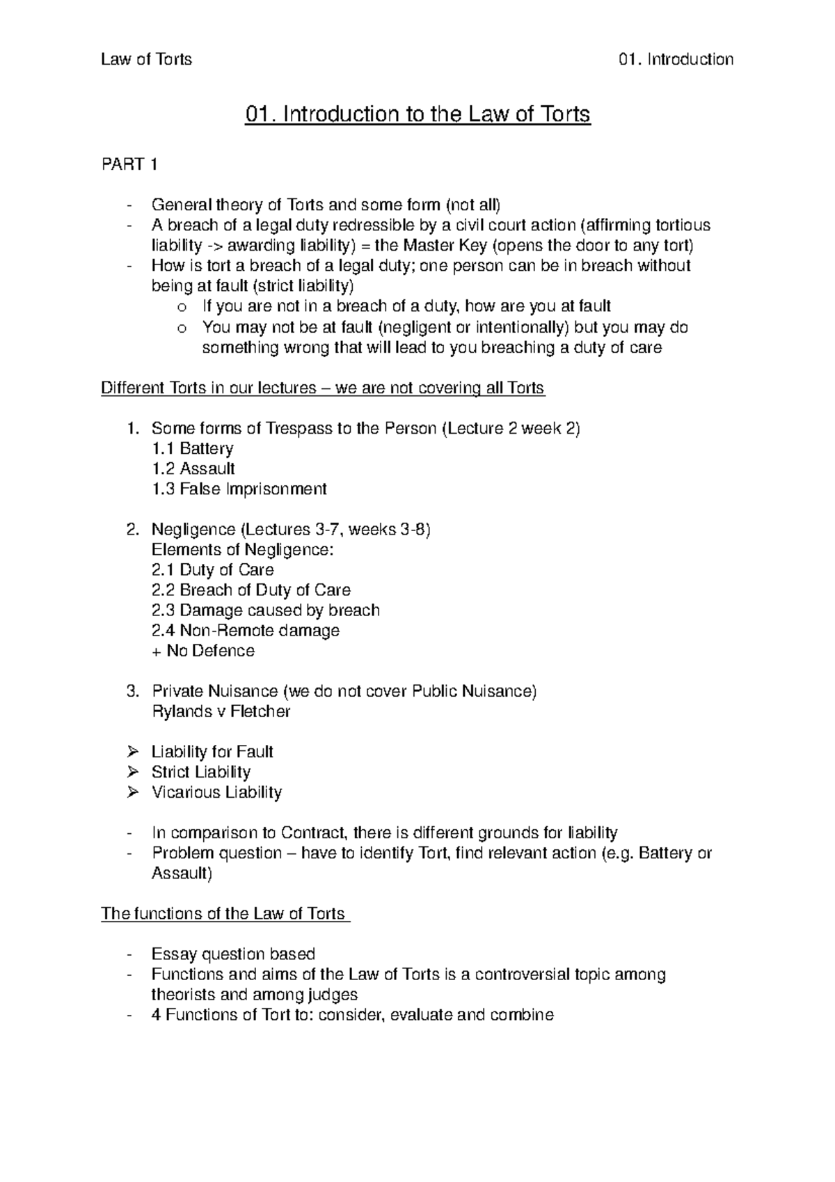 Introduction to Tort - Law of Torts 01. Introduction 01. Introduction ...