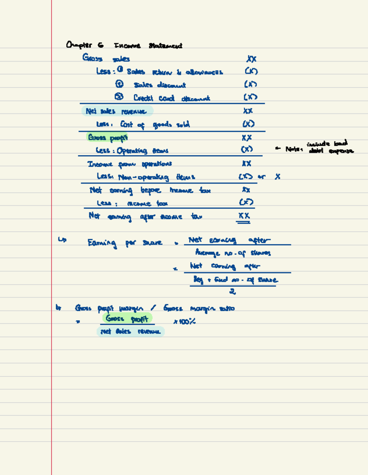 correct format financial statements - Chapter 6 Income statement Gross ...