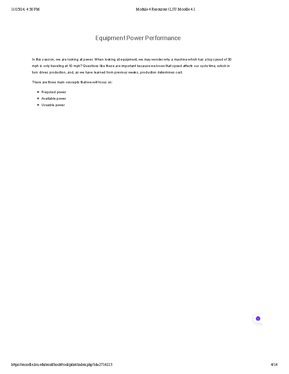 CM Module 4 - Equipment Power Performance In this session, we are ...