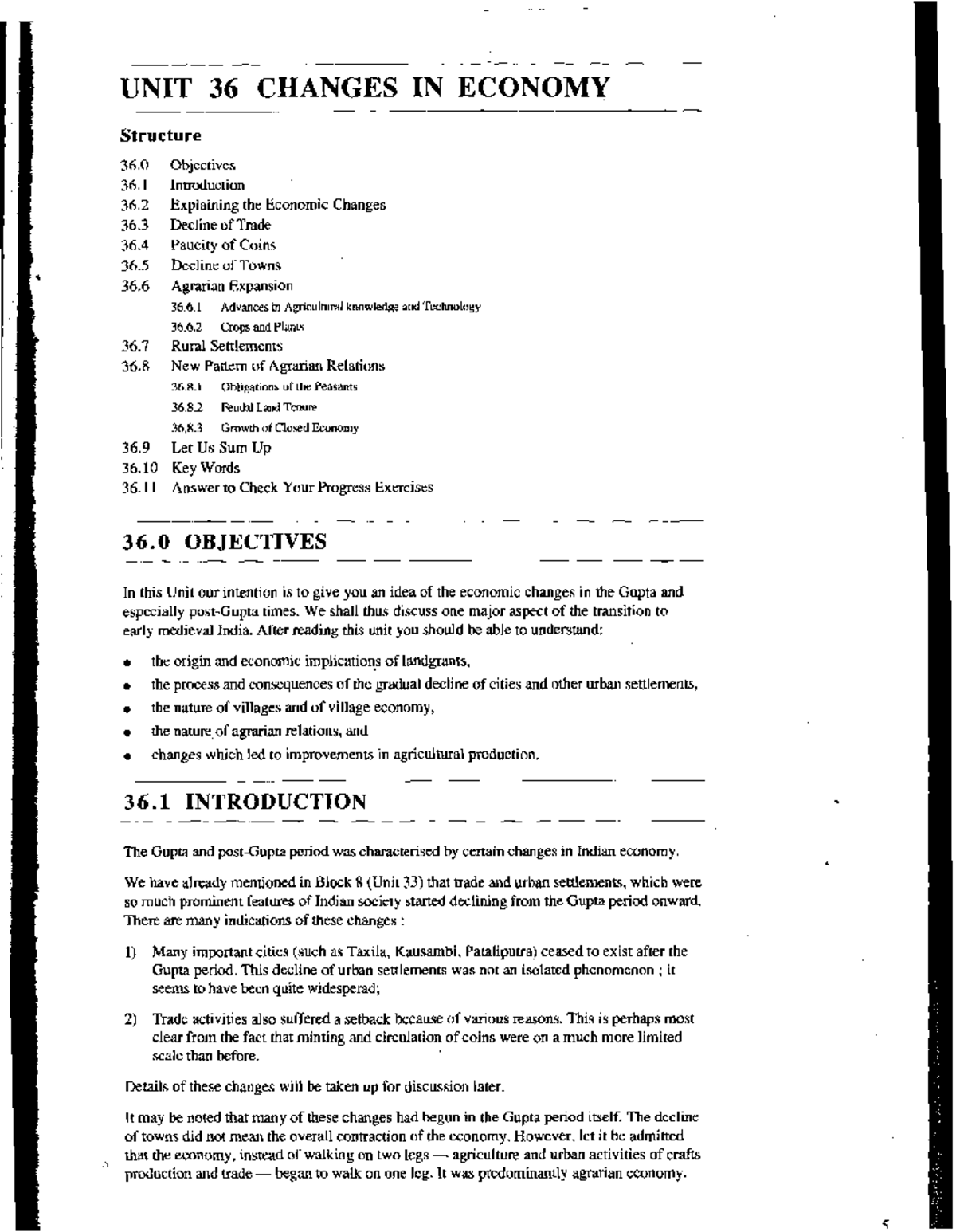 Unit-36 - UNIT CHANGES ECONOMY Structure Objectives Introduction Explaining the Economic Changes ...