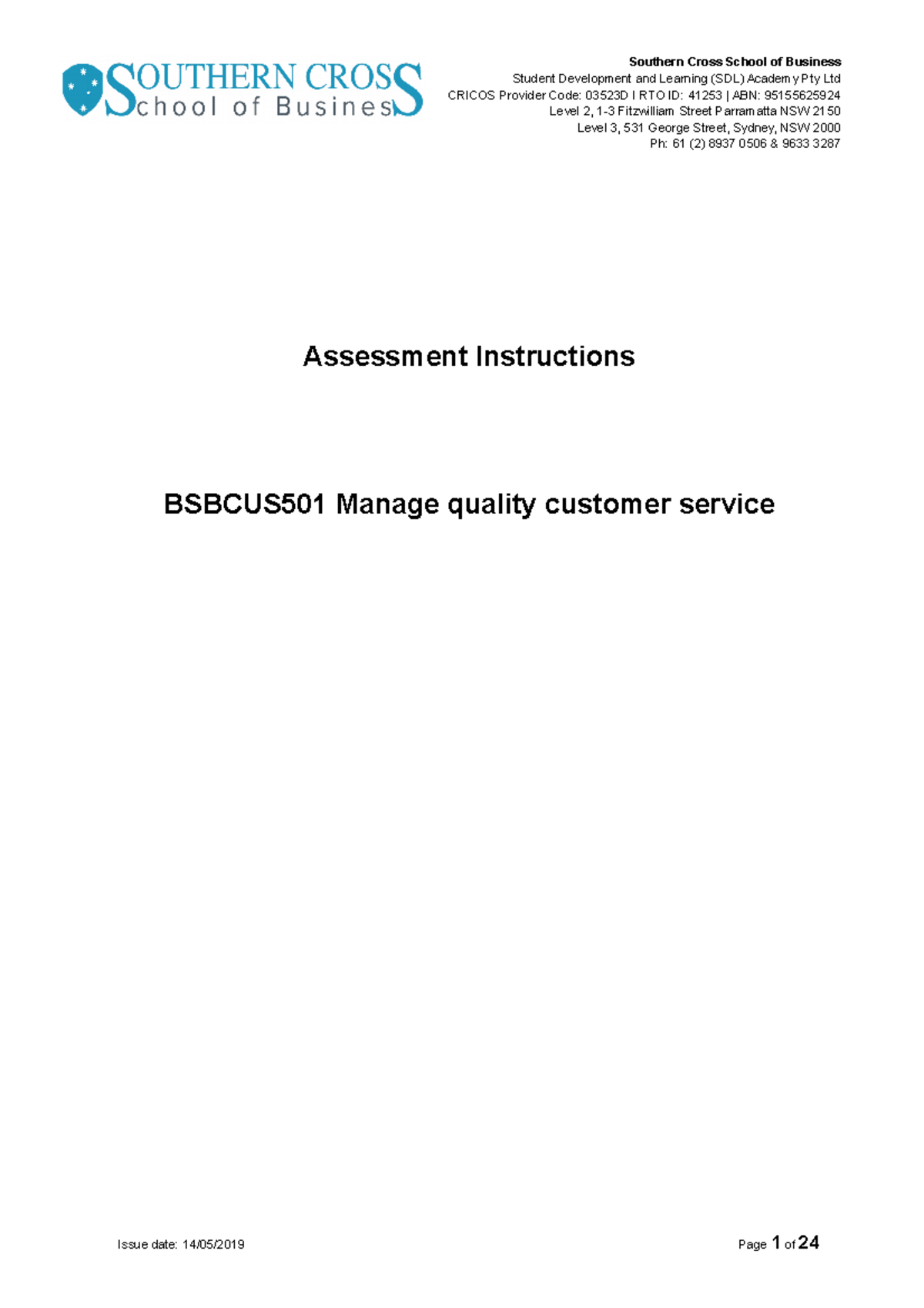 Bsbcus 501 - Assessment Instructions - Student Development and Learning ...