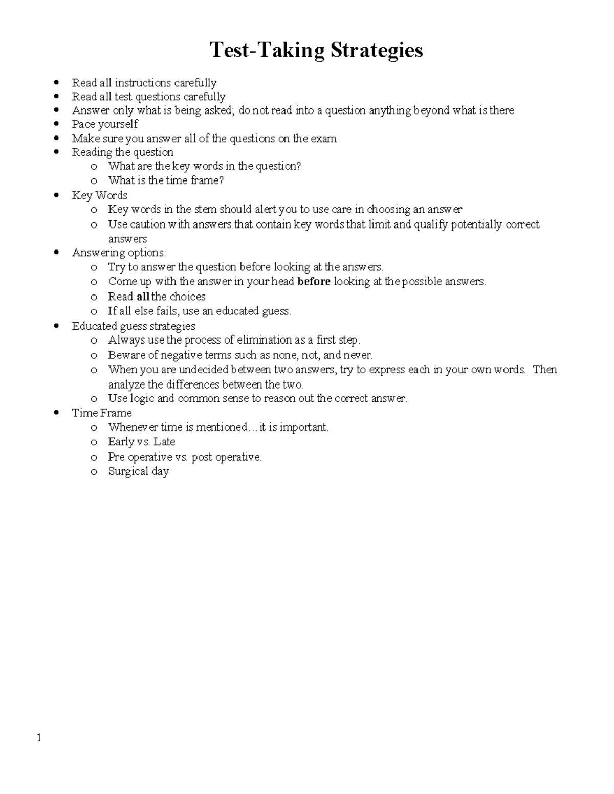 Test Taking Strategies - Test-Taking Strategies Read all instructions ...