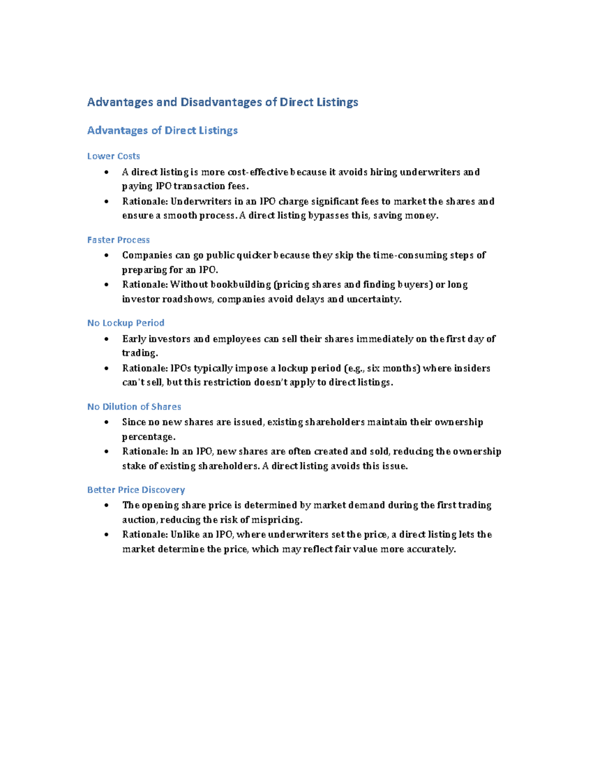 Direct Listings Advantages Disadvantages - Advantages and Disadvantages ...