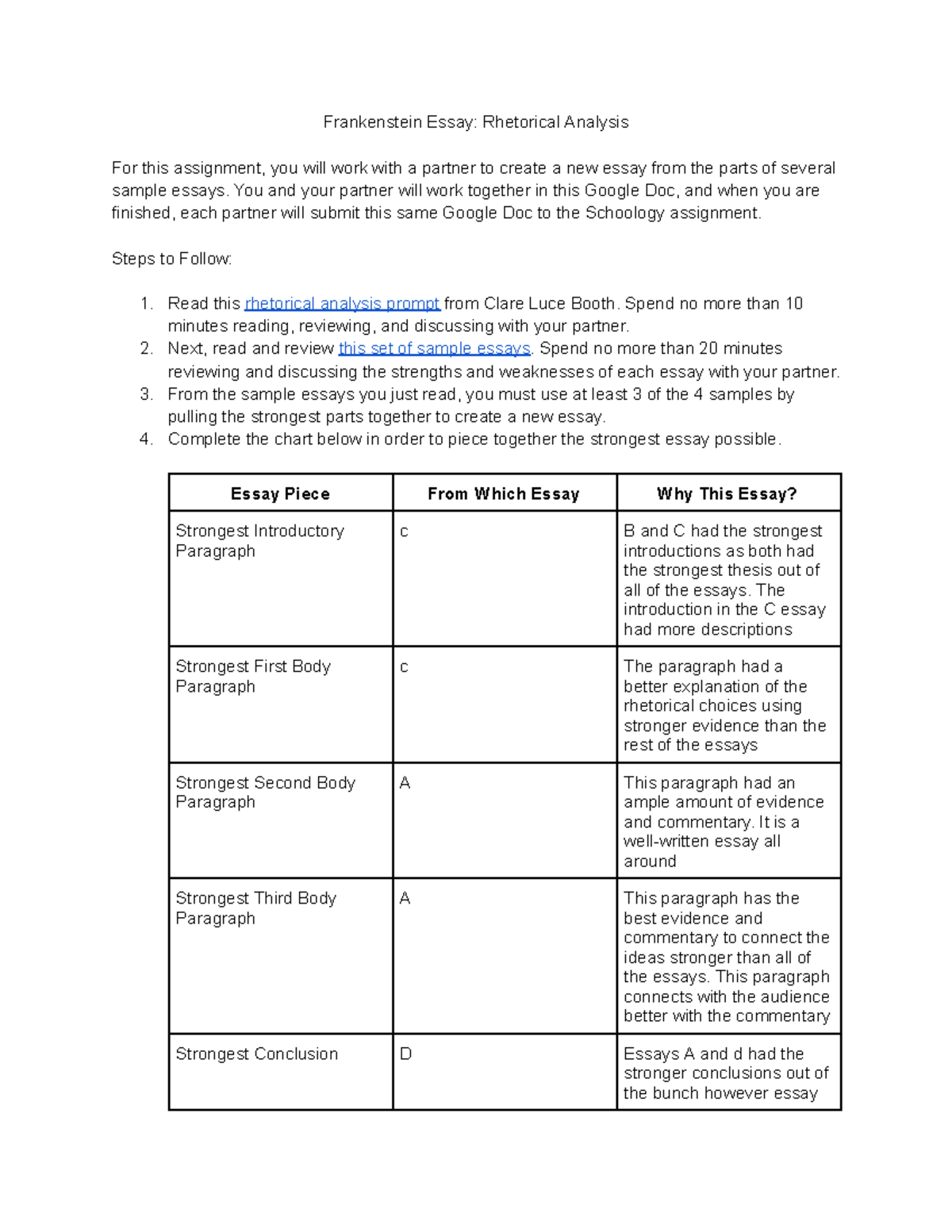 Copy of Frankenstein Essay Rhetorical Analysis - Frankenstein Essay ...