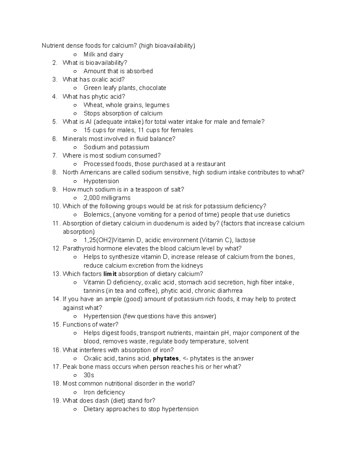 Chapter 14 - Nutrient dense foods for calcium? (high bioavailability ...