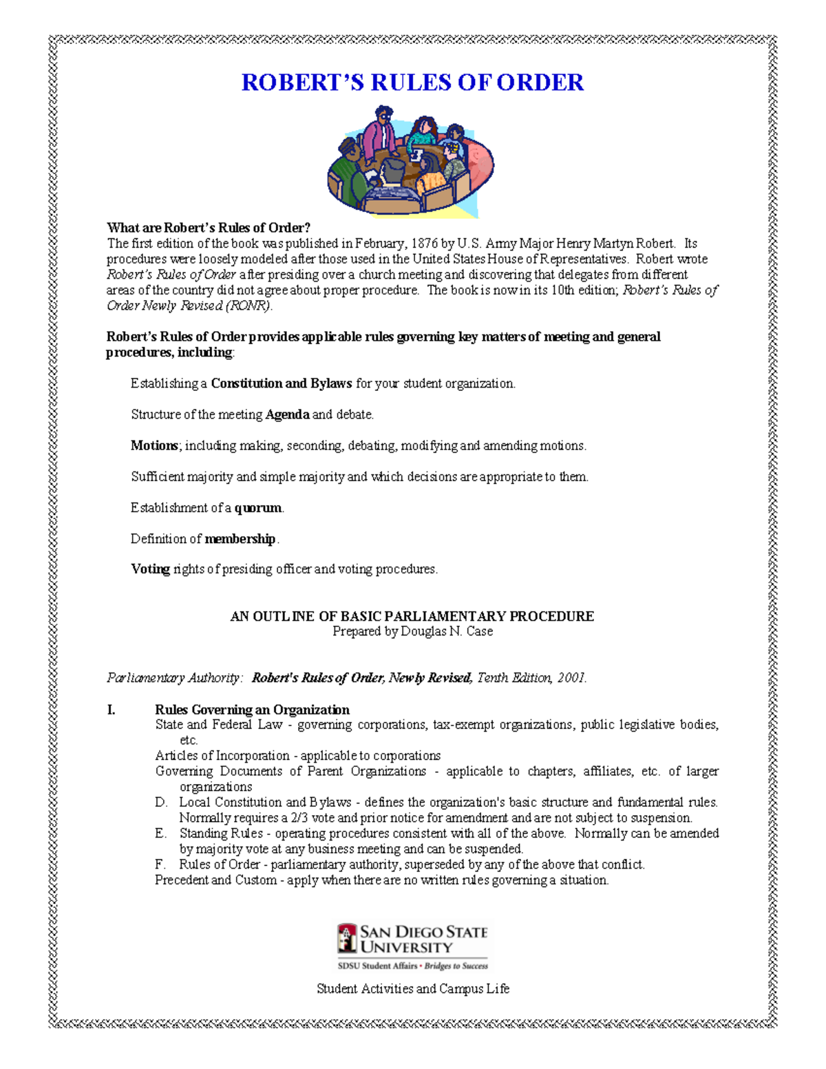Robert's Rules (Summary Guide) - ROBERT’S RULES OF ORDER What are ...