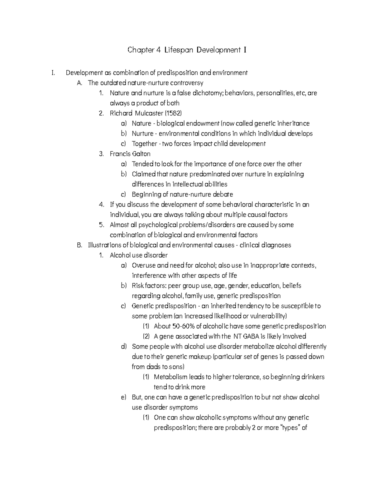 Chapter 4 - lifespan development I - Chapter 4 Lifespan Development I I ...