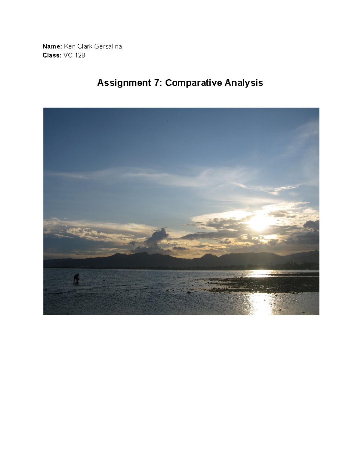 Comparative Analysis on Photographs - Name: Ken Clark Gersalina Class ...