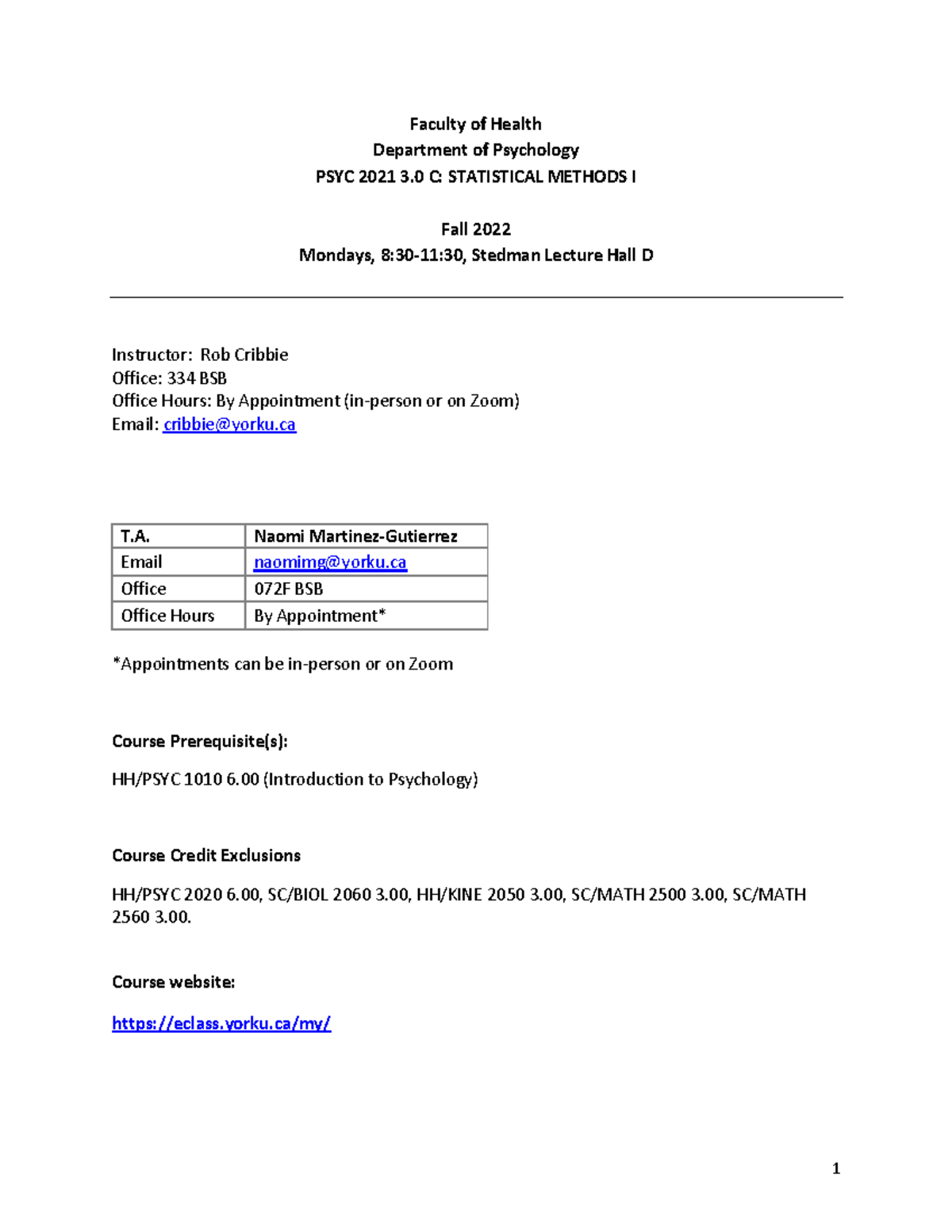 PSYC-2021C F22 Cribbie - Faculty of Health Department of Psychology ...