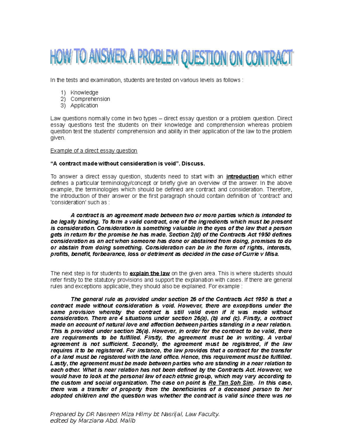 How to answer Question of biz law 2 - In the tests and examination ...