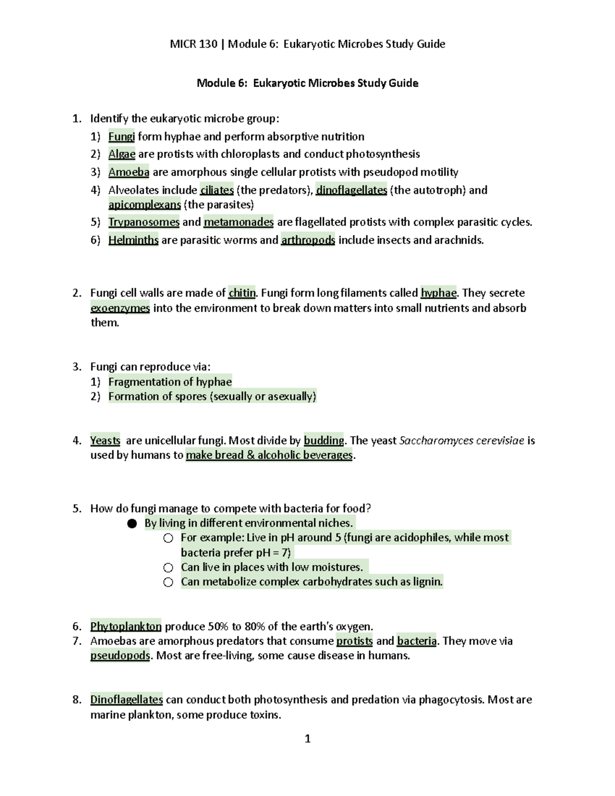 Module 6 Eukaryotic Microbes Study Guide - Helminths are parasitic ...