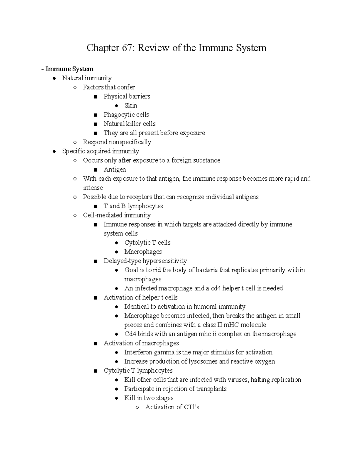 Review of the Immune System - Pharmacology I - Chapter 67: Review of ...