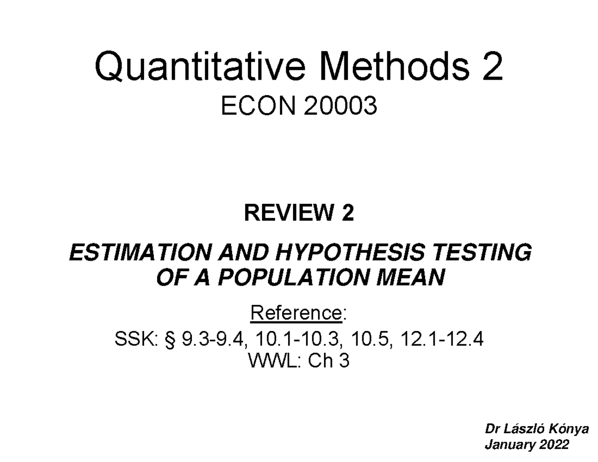 Review 2 - ECON20003 - Unimelb - Studocu