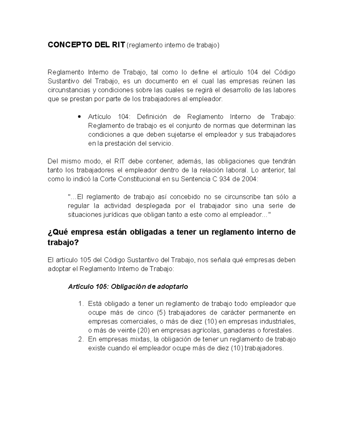 Definicion DEL RIT - concepto - CONCEPTO DEL RIT (reglamento interno de ...