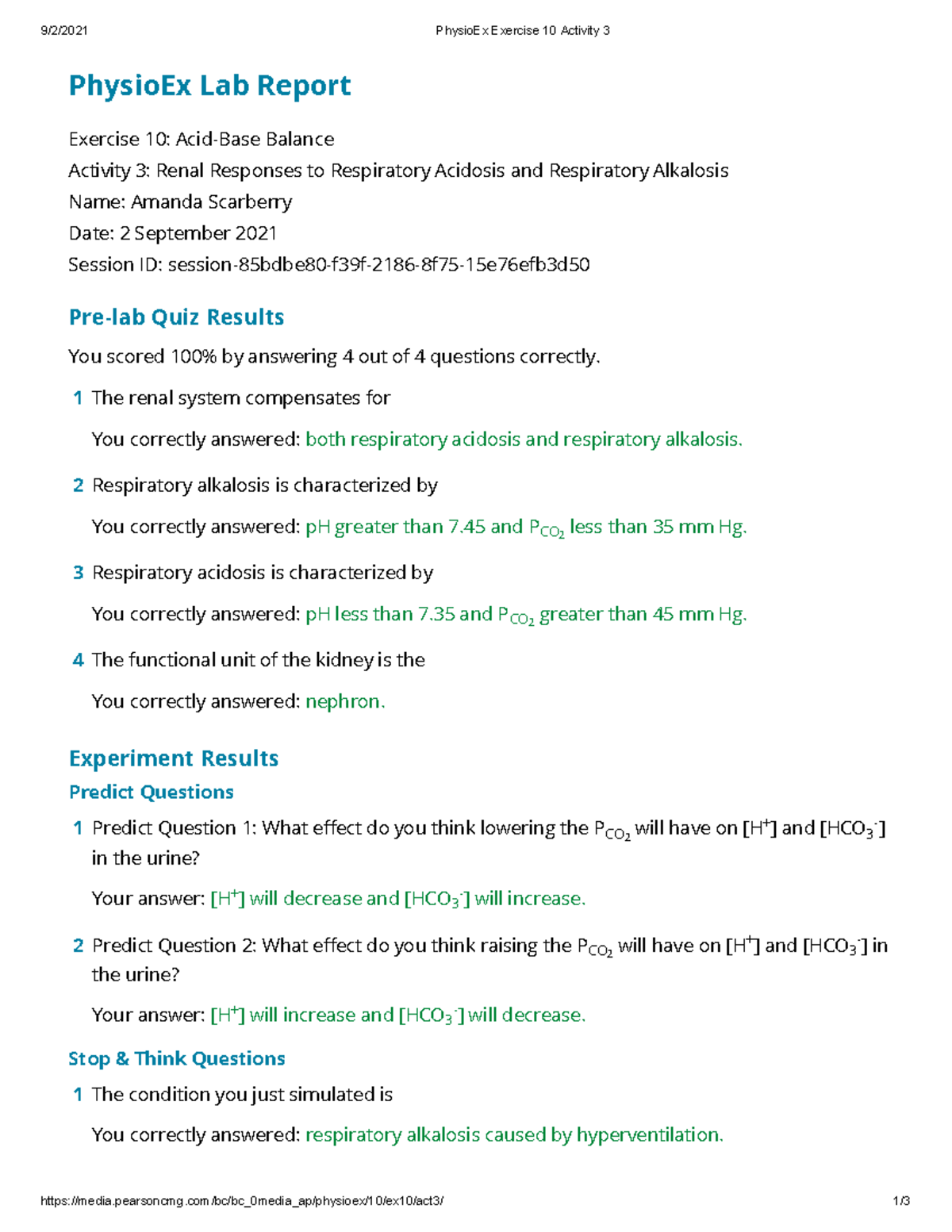 Lab Report Physio Ex Exercise 10 Activity 3 - 9/2/2021 PhysioEx ...