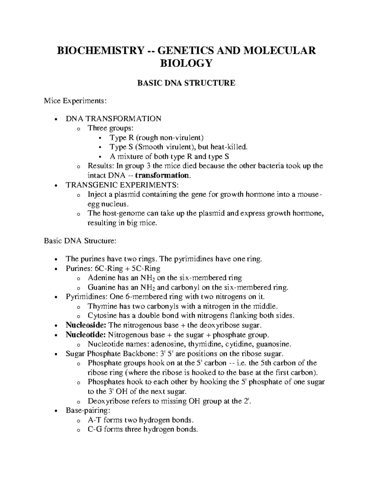 Molecular Biology - BIOCHEMISTRY - GENETICS AND MOLECULAR BIOLOGY BASIC ...