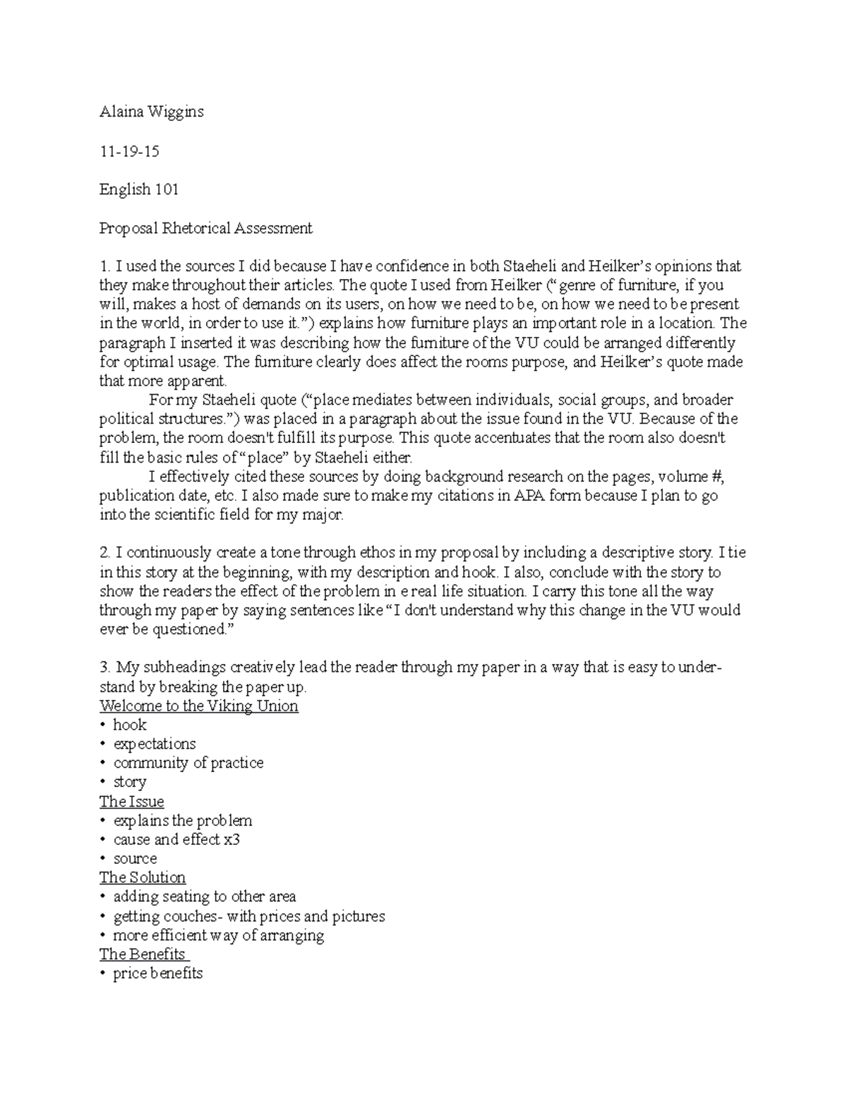 Proposal Rhetorical Assessment - Alaina Wiggins 11-19- English 101 ...
