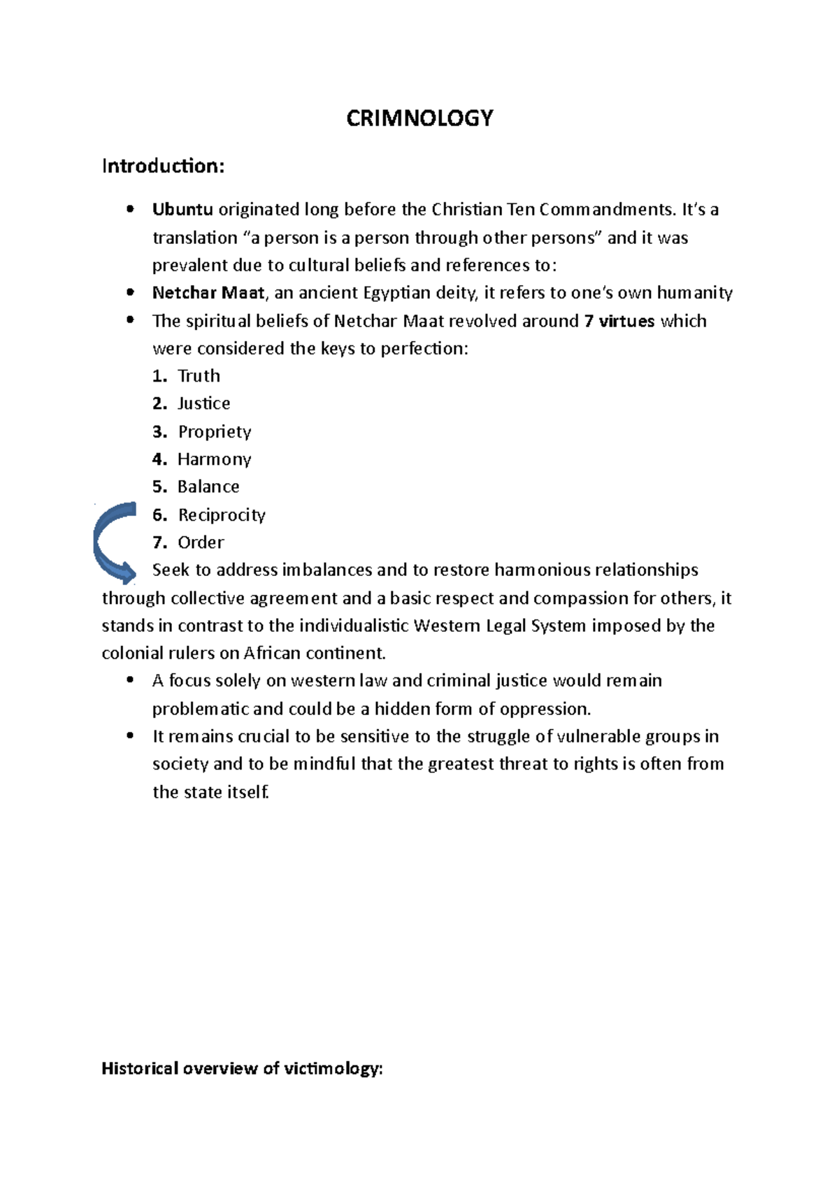 Victimology Chapter 1 notes - CRIMNOLOGY Introduction: Ubuntu ...