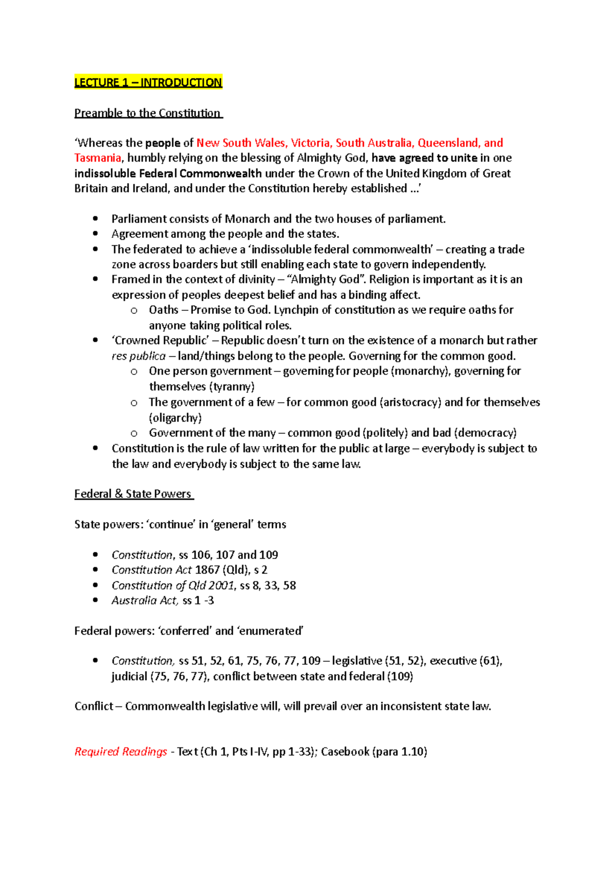 Const Lectures Mid Sem Lecture Notes Lecture 1 Introduction Preamble To The Constitution 